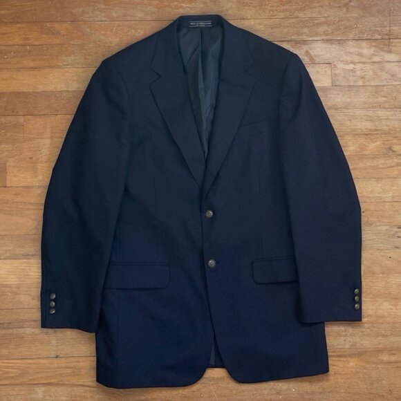 Vintage | Suits & Blazers | Vintage Mens Navy Blue Blazer Size 4l 990s ...